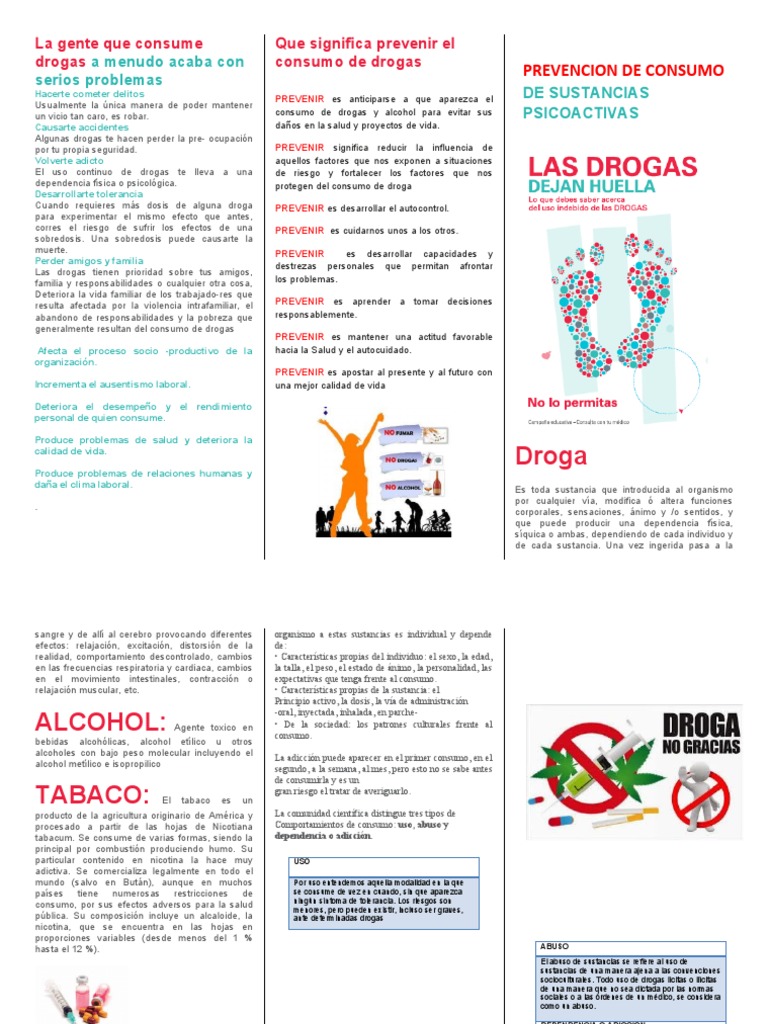 Folleto Prevenvion de Consumo de Sustancias Psicoactivas | PDF | Drogas | La dependencia de ...