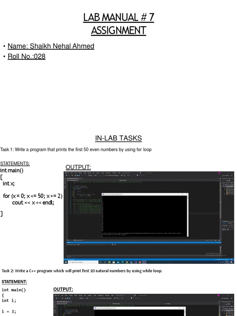 Lab Manual # 7 Assignment: - Name: Shaikh Nehal Ahmed - Roll No.:028 ...