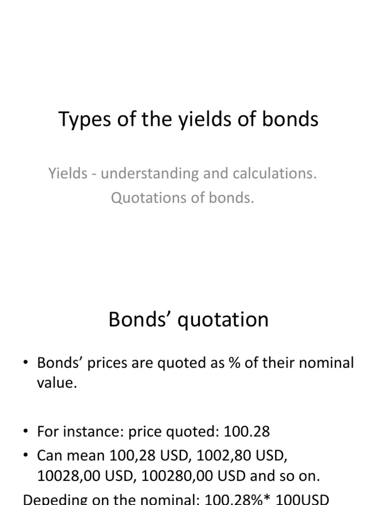 Types of Yields of Bonds - Understanding and Calculations | PDF | Bonds ...