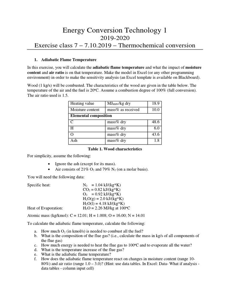 Energy Conversion Technology 1: 2019-2020 Exercise Class 7 - 7.10.2019 ...
