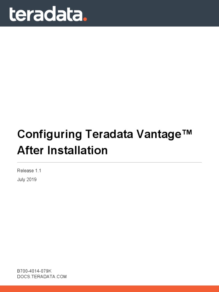 Configuring Teradata Vantage™ After Installation | PDF | Databases ...