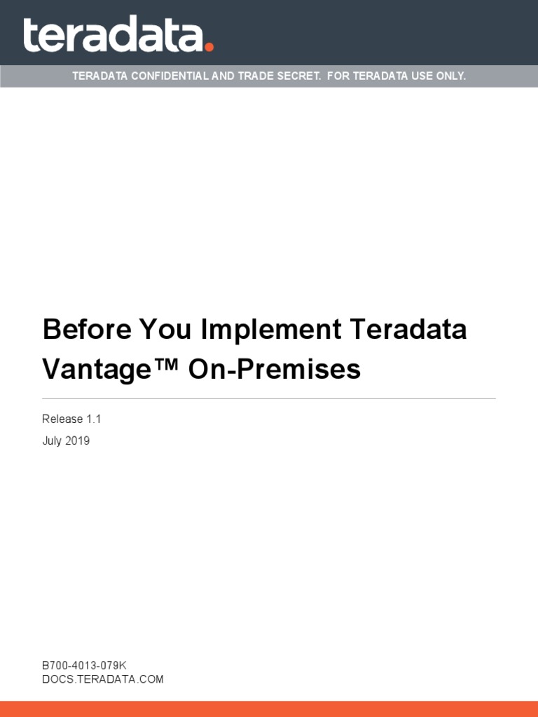 Before You Implement Teradata Vantage™ On-Premises | PDF | Public Key ...