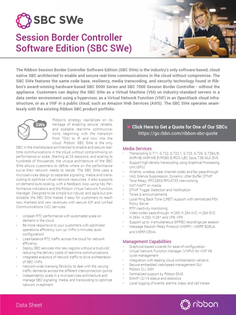 SBC Software Edition (SWe) Data Sheet | PDF | Session Initiation ...