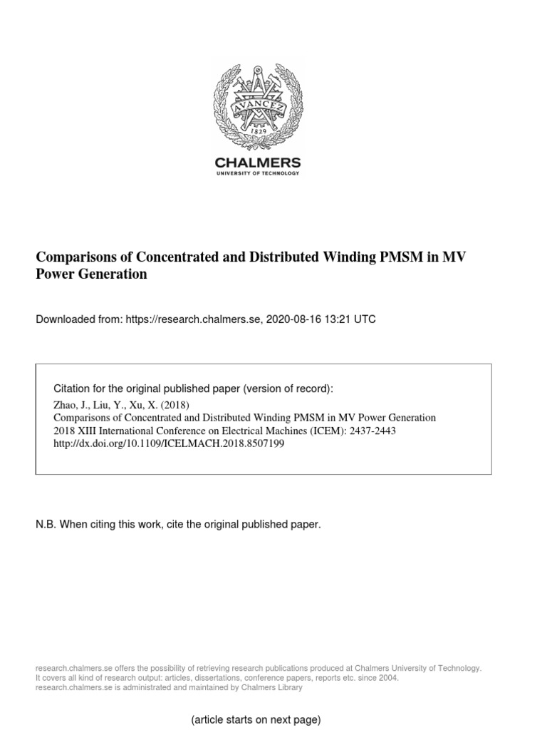 Comparisons of Concentrated and Distributed Winding PMSM in MV Power ...