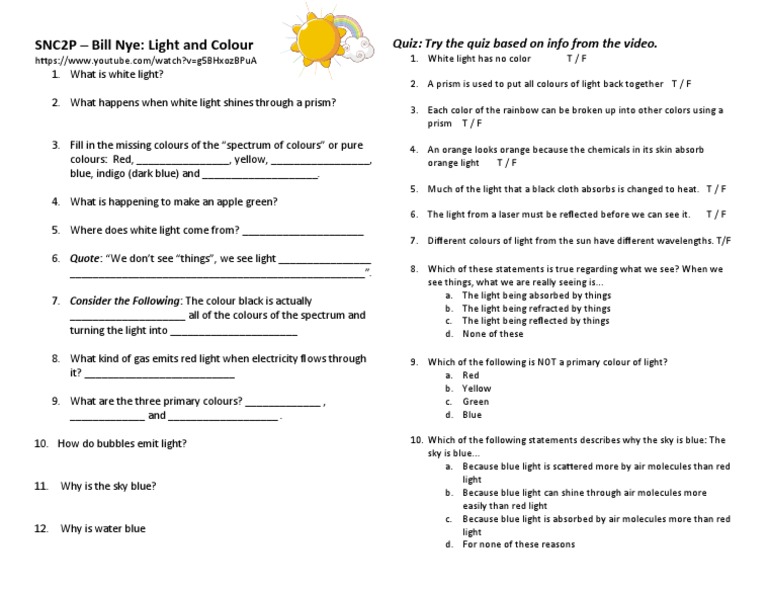 Light and Color for Students | PDF | Color | Blue