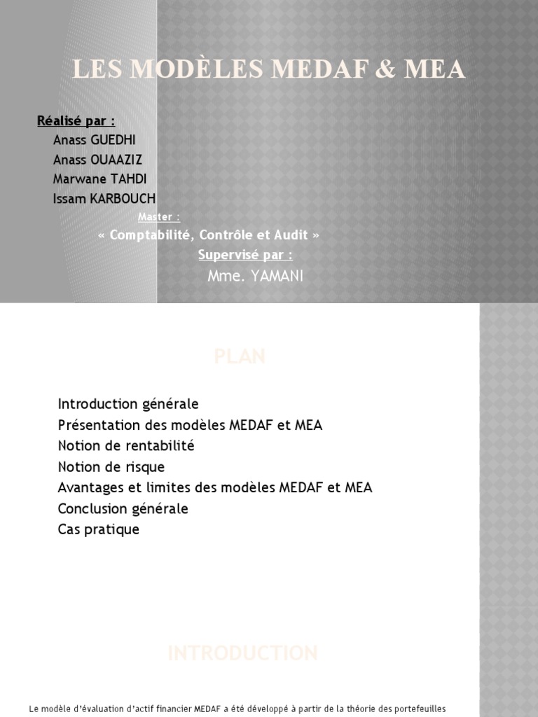 Modèle MEDAF | PDF | Modèle d'évaluation des actifs financiers | Risque