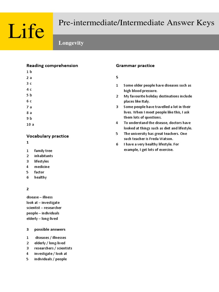 Pre Int Int AnswerKey | PDF