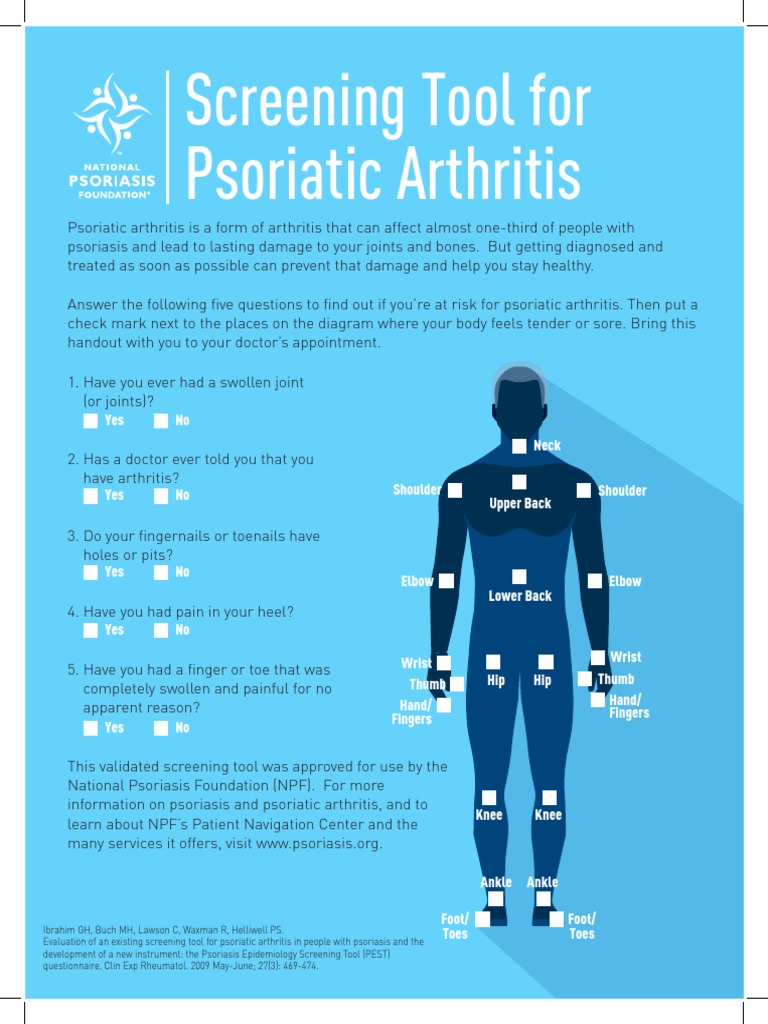 Screening Tool For Psoriatic Arthritis | PDF | Arthritis | Psoriasis
