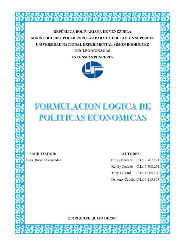 Formulacion Logica de Politicas Economicas (KCDT) | PDF ...