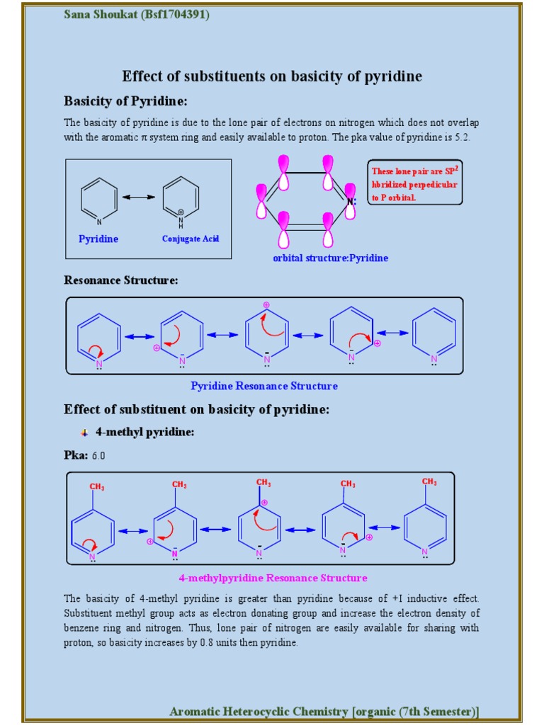 Effect of Substituents On Basicity of Pyridine | PDF | Pyridine ...