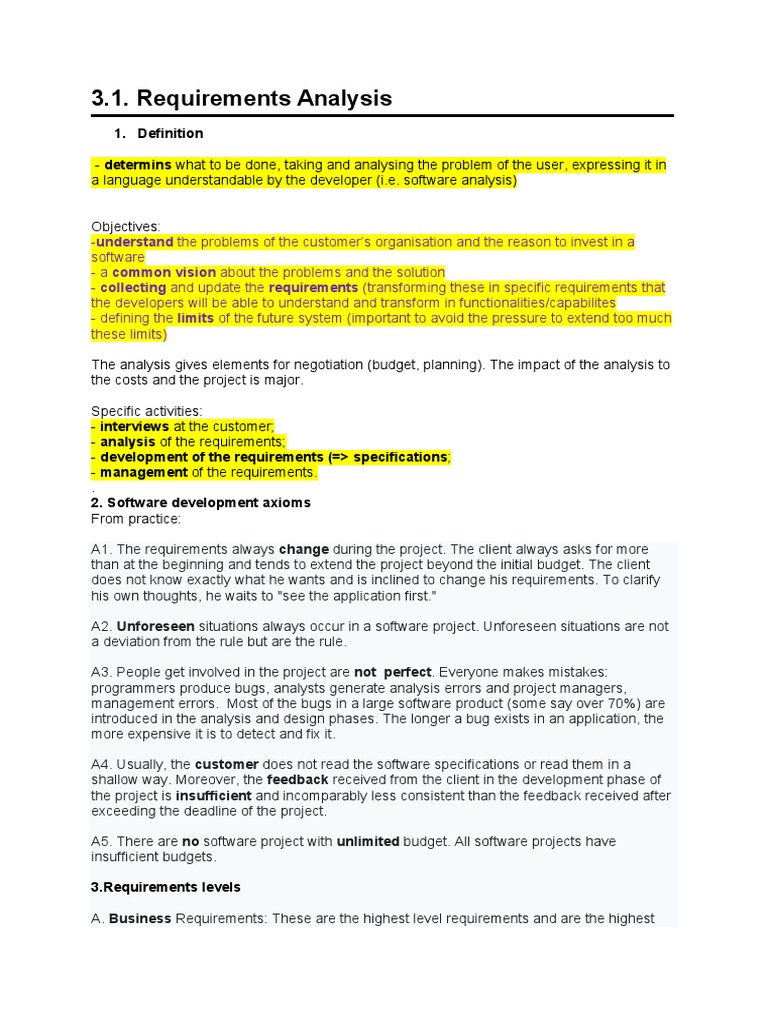 Chapter 3.1 - Requirements Analysis - A Practical View | PDF ...