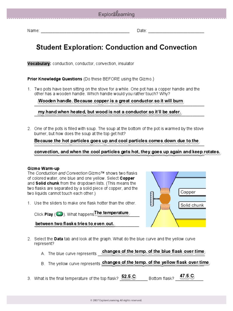 Student Exploration: Conduction and Convection | PDF | Thermal ...