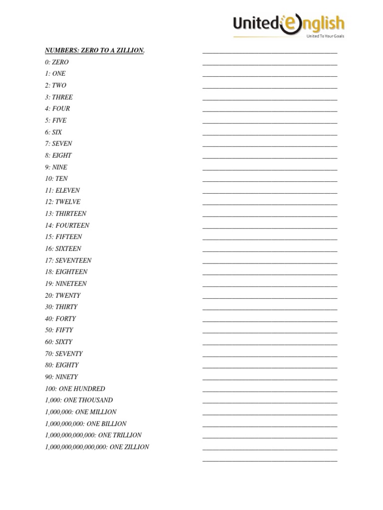 Unit 1 Page 6 Lesson C1A NUMBERS | PDF