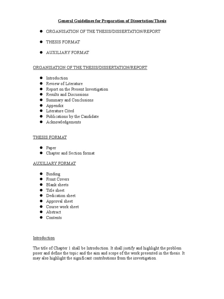 Dissertation Guidelines | PDF | Thesis | Paragraph