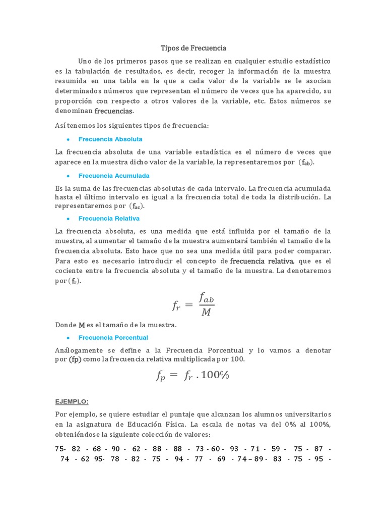 Tipos de Frecuencia | PDF | Estadísticas | Enseñanza de matemática