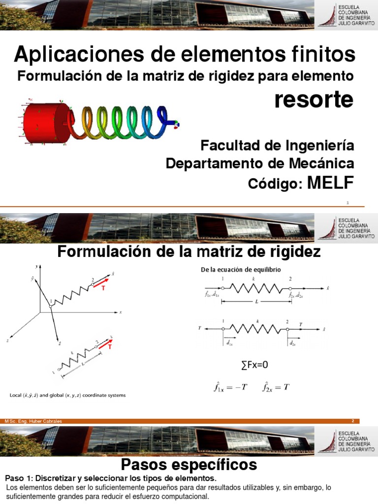 Aplicaciones de Elementos Finitos: Fo Mulaci N de La Mat I de I Ide Pa ...