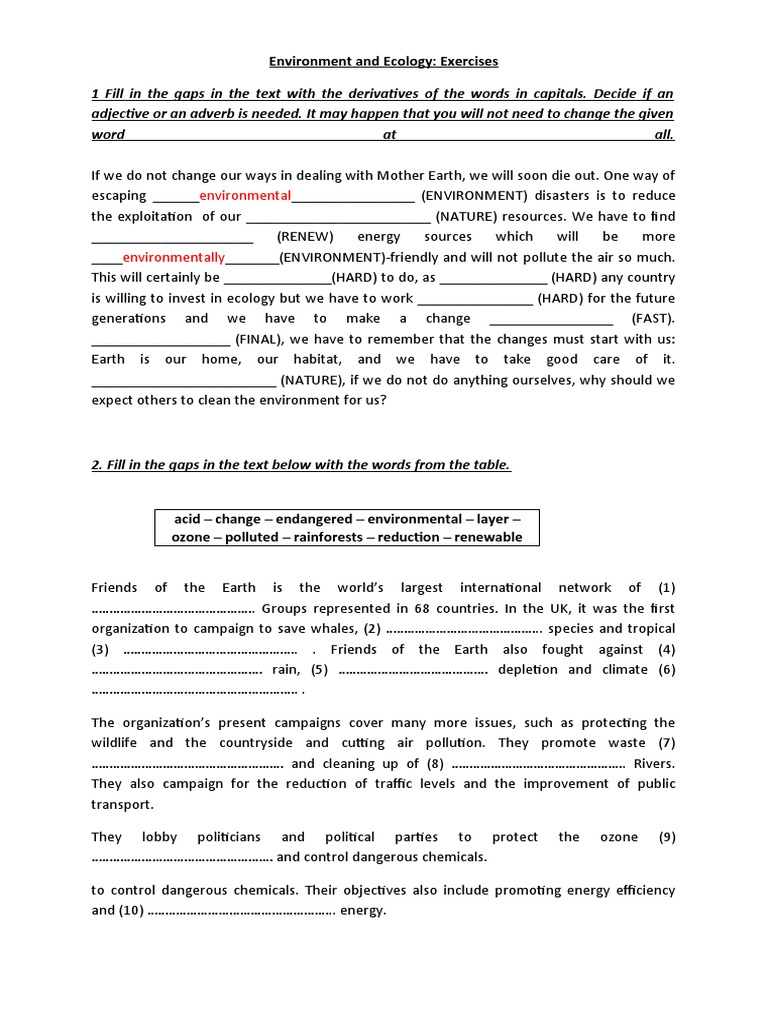 Environmental: Environment and Ecology: Exercises | PDF | Atmosphere Of ...