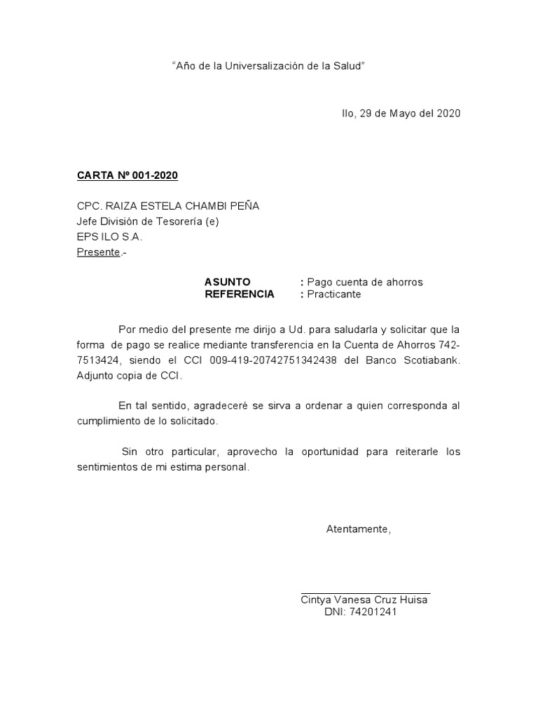 Carta de Cta Cte | PDF