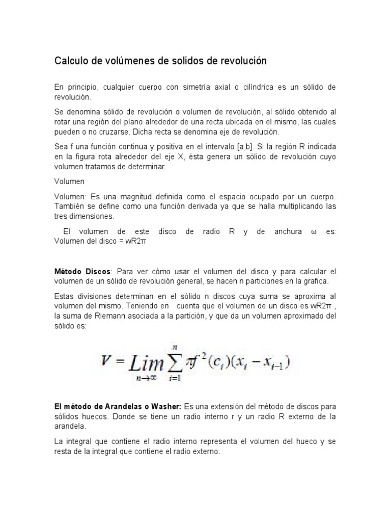Calculo de Volúmenes de Solidos de Revolución | PDF