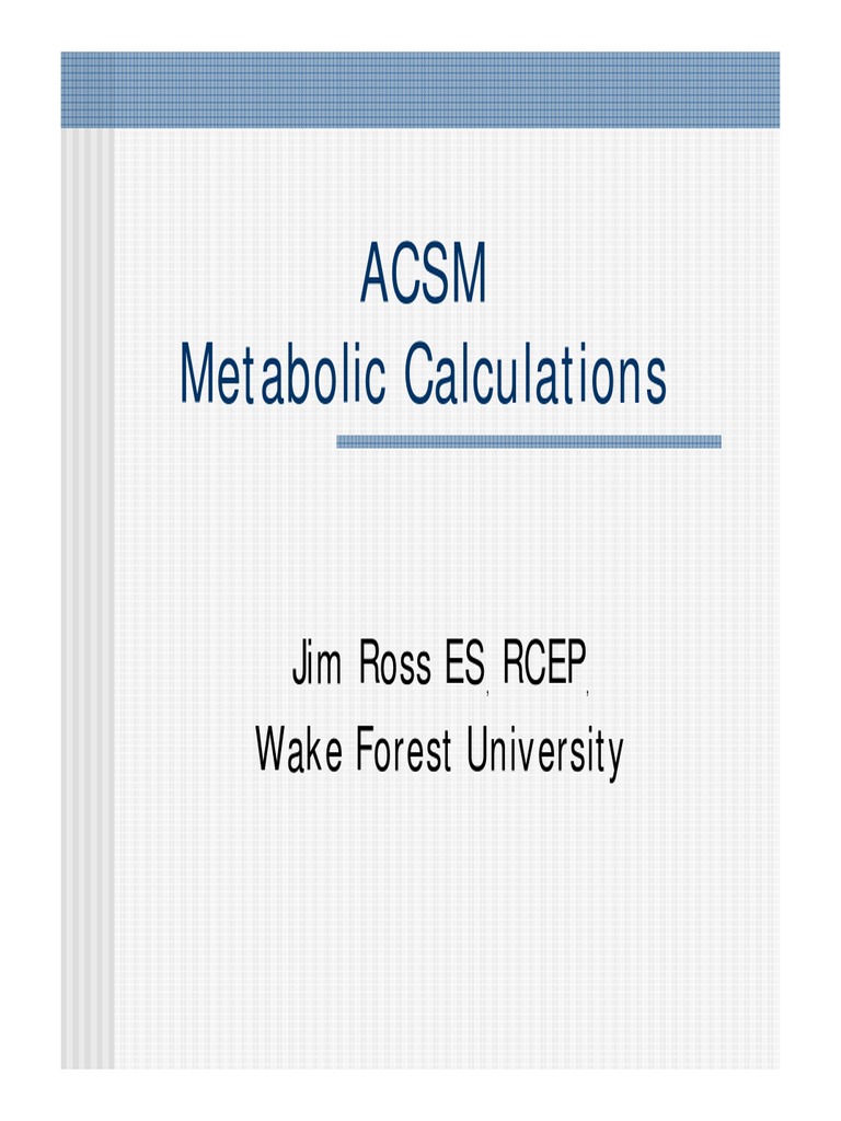 ACSM Metabolic Data | PDF | Physiology | Metrology