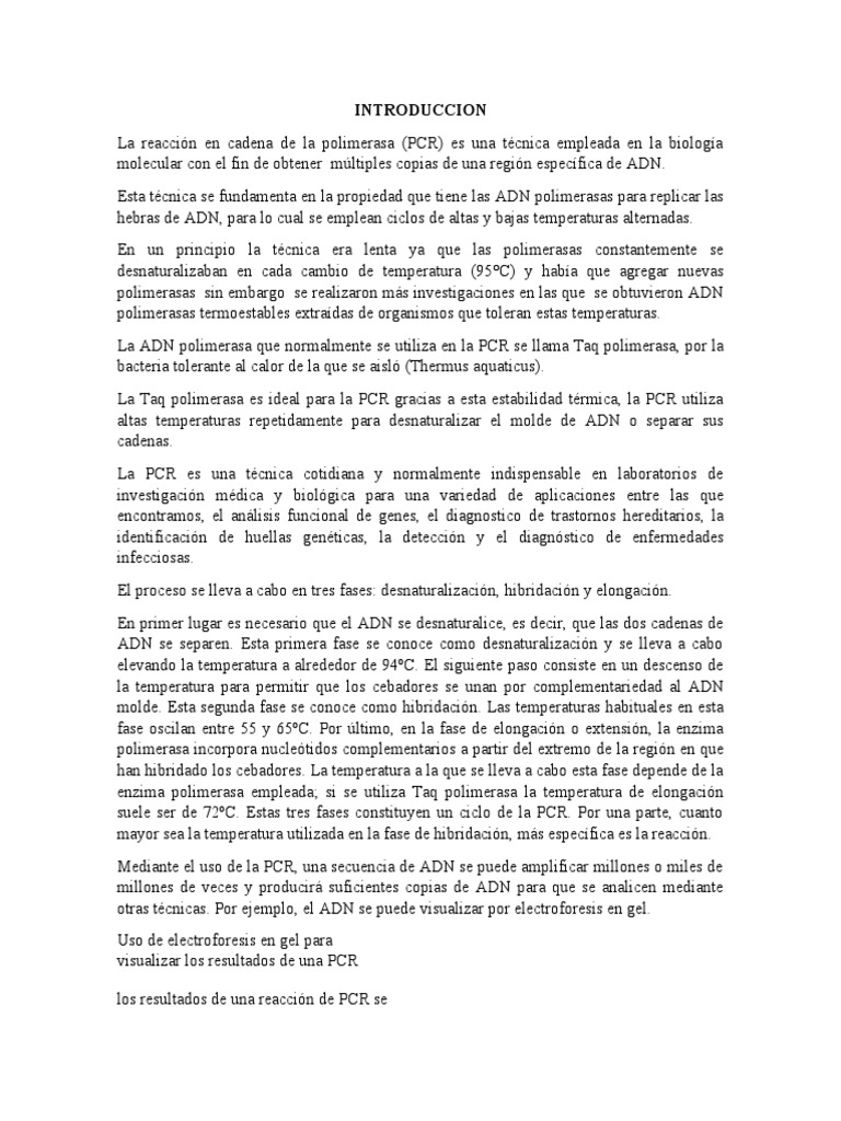 Introducción a la reacción en cadena de la polimerasa (PCR): principios ...