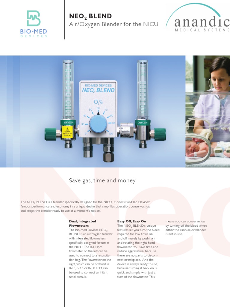 NEO2 Blend: NICU Oxygen Blender | PDF | Flow Measurement | Manufactured ...