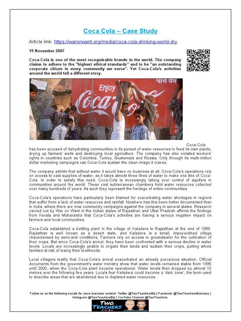 Two Teachers Coca Cola Case Study | Download Free PDF | Coca Cola ...