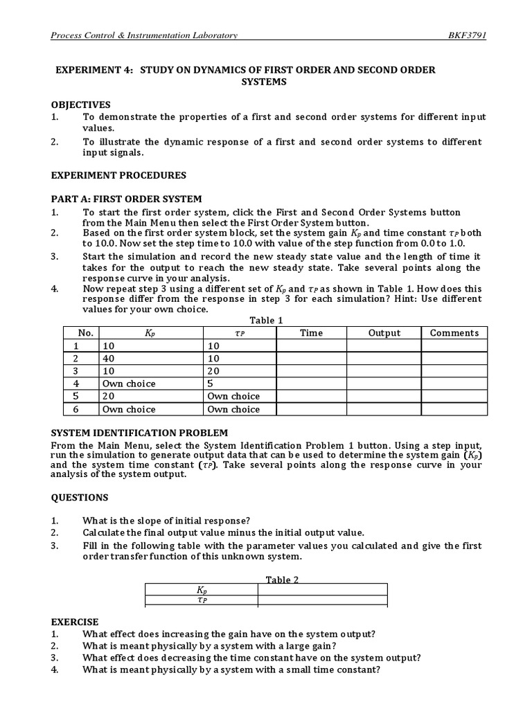 First Order 2nd Order System | PDF | Applied Mathematics | Teaching ...