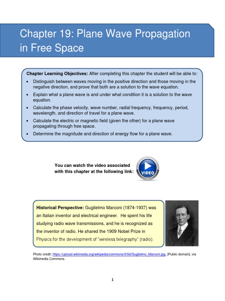 Chapter 19: Plane Wave Propagation in Free Space | PDF | Wave Equation ...