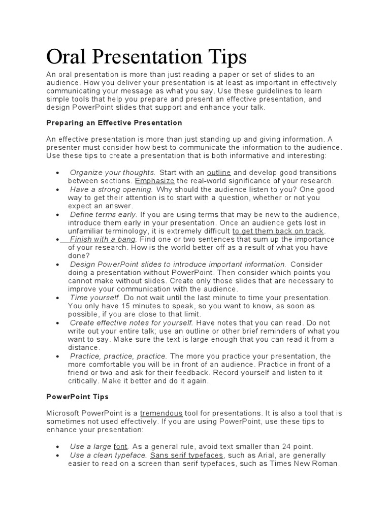 Essential Oral Presentation Tips | PDF | Typefaces | Microsoft Power Point