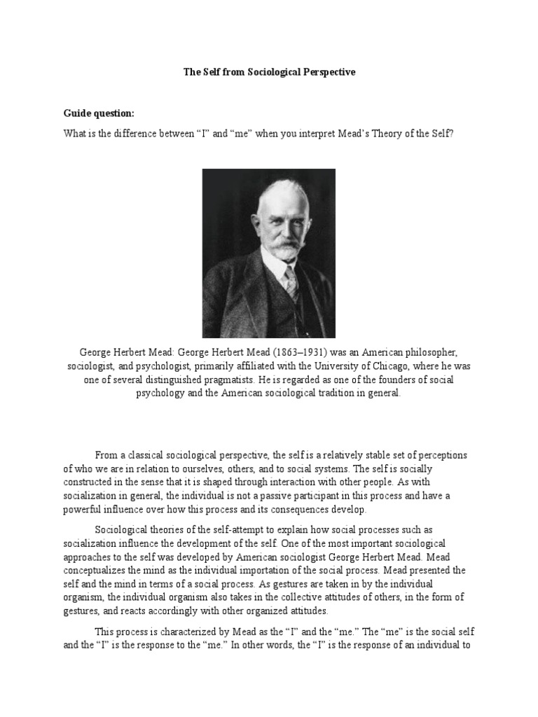 The Self From Sociological Perspective | Download Free PDF | Self Concept | Identity (Social ...