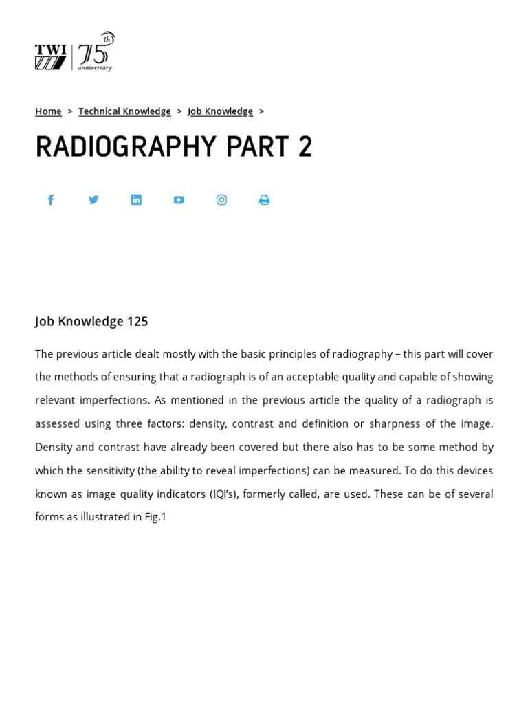 Radiography Part 2 - TWI | PDF
