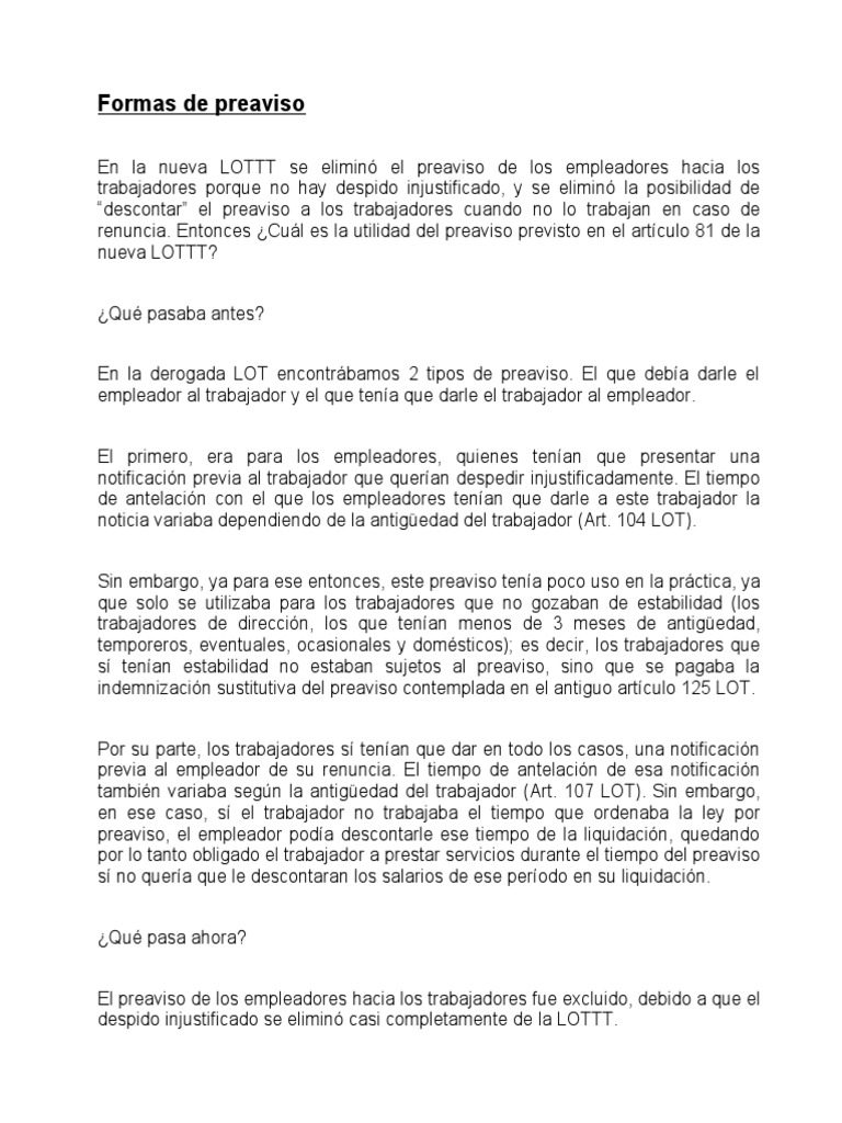 PREAVISO | PDF | Derecho laboral | Labor