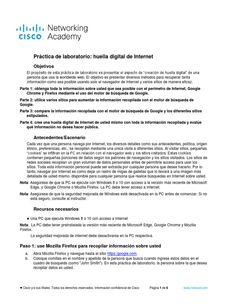 5.1.1.5 Lab - Internet Fingerprint | PDF | Cookie HTTP | Internet