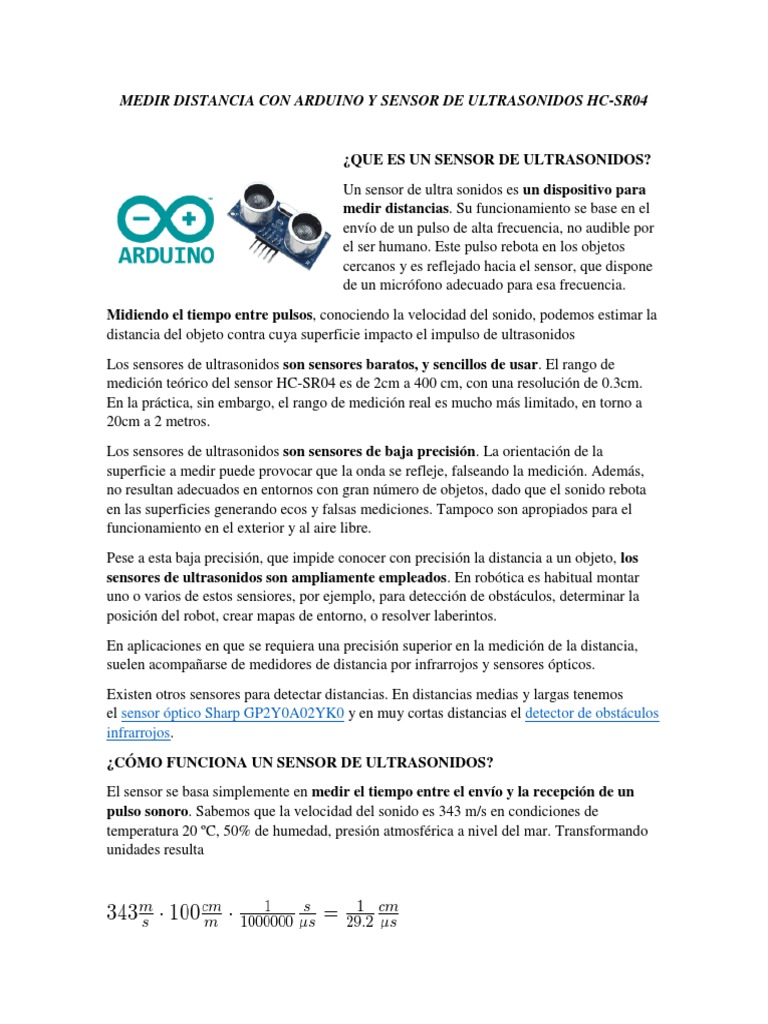 Medir Distancia Con Arduino y Sensor de Ultrasonidos HC | PDF | Ultrasonido | Sensor
