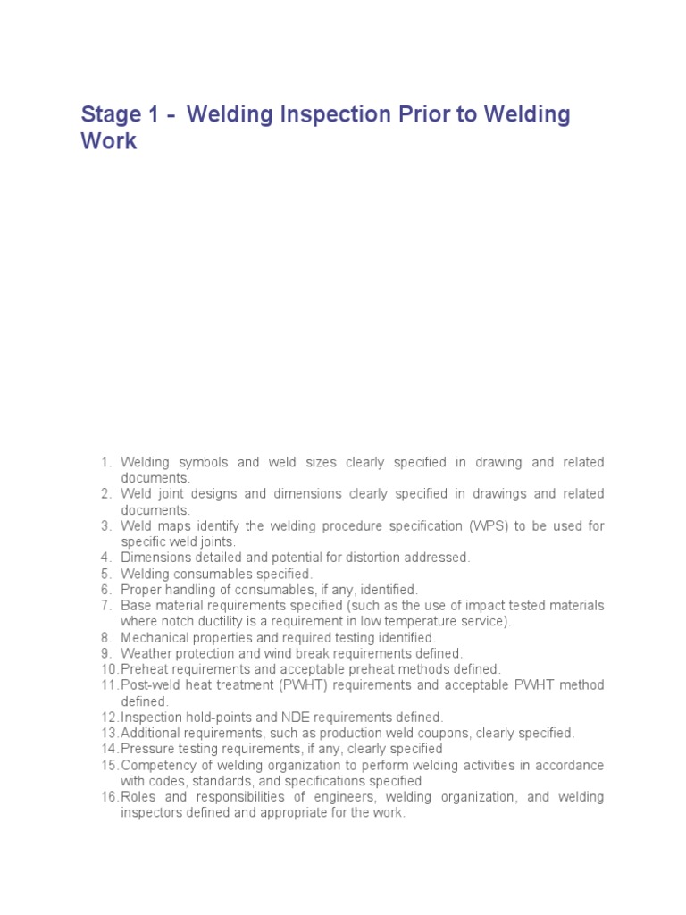 Welding Inspection Guidelines and Checklists | PDF | Nondestructive ...