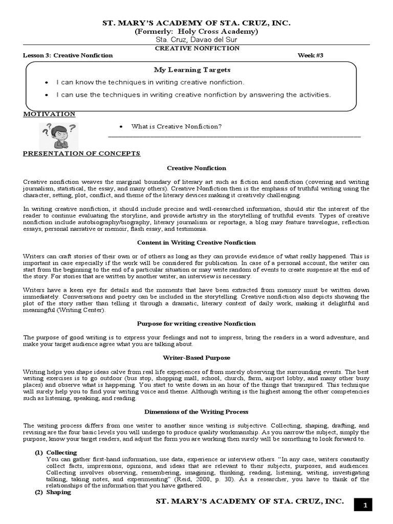 Creative Nonfiction Writing Guide | PDF | Creative Nonfiction | Writers