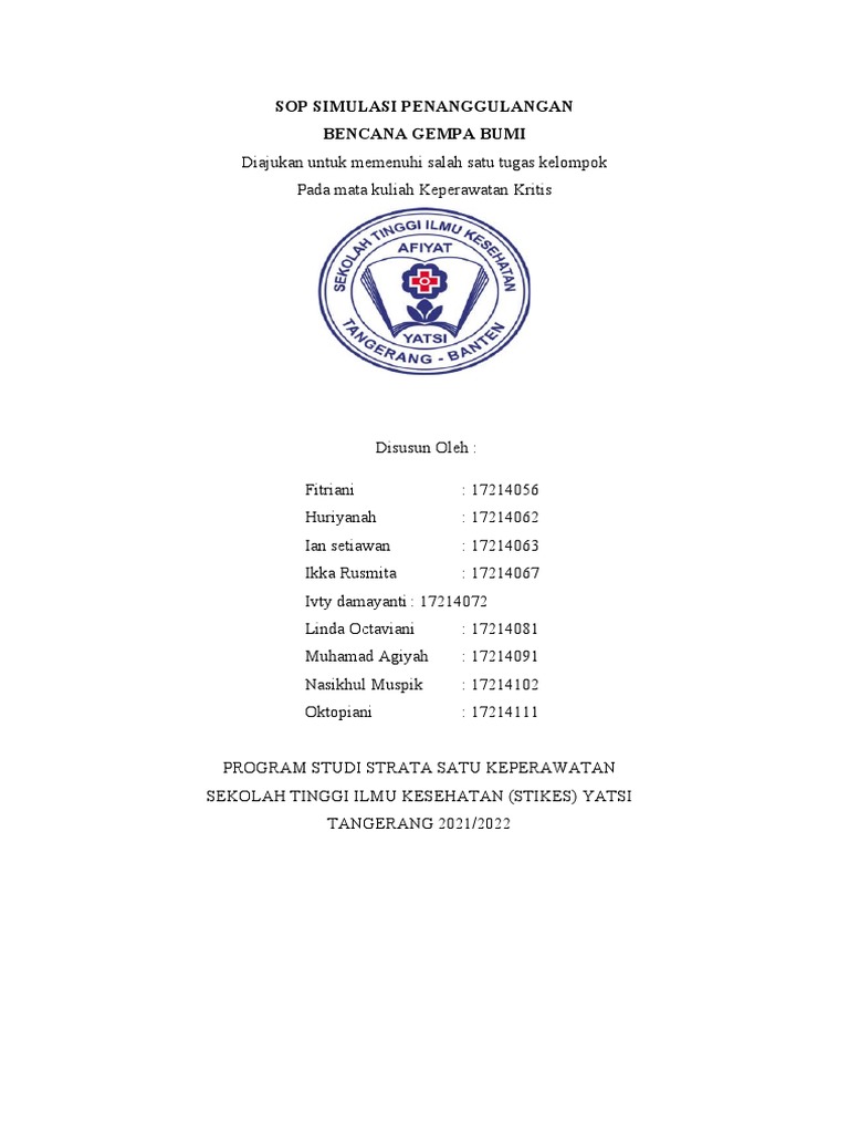 SOP Simulasi Gempa Bumi Kel 5 | PDF