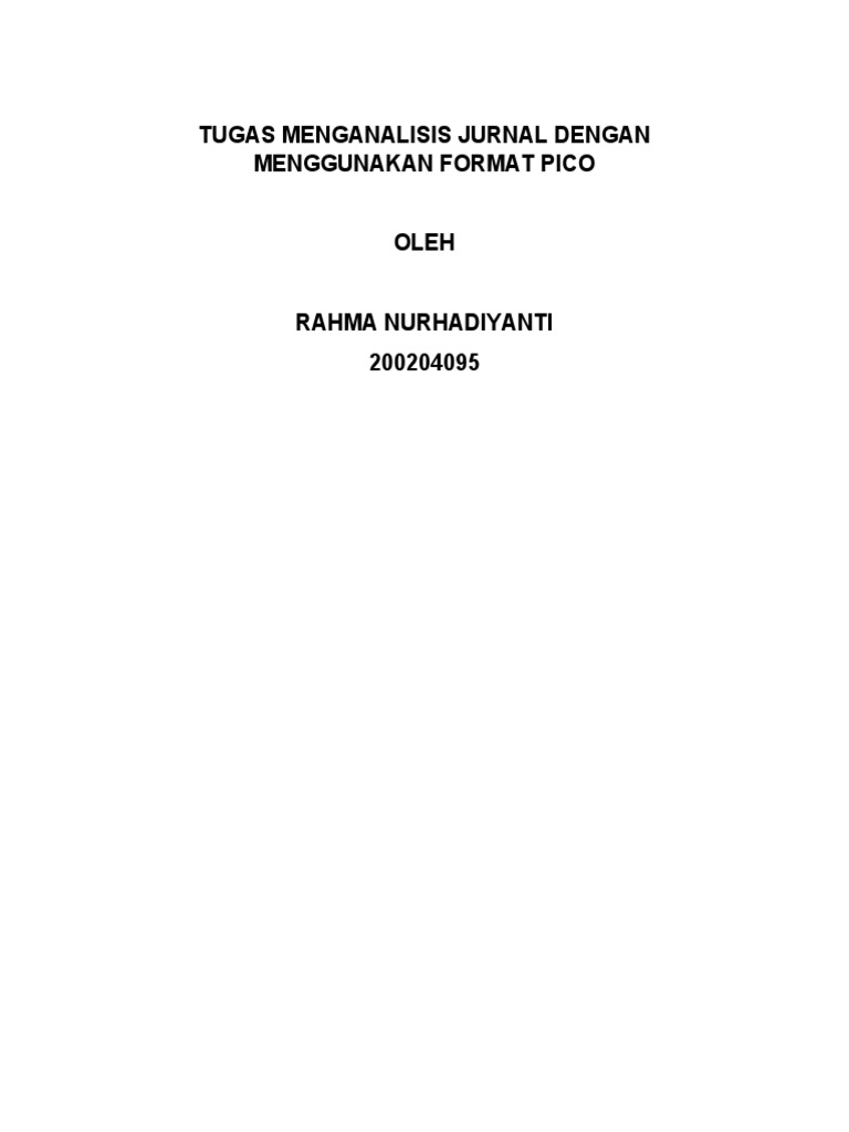 Tugas Menganalisis Jurnal Dengan Menggunakan Format Pico | PDF