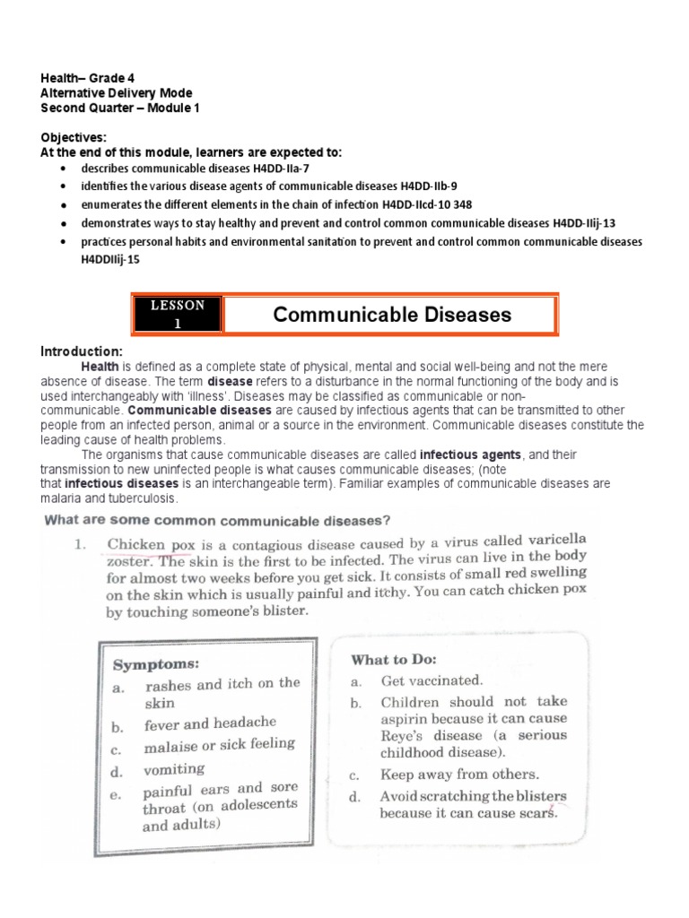 Communicable Diseases: Lesson 1 | PDF