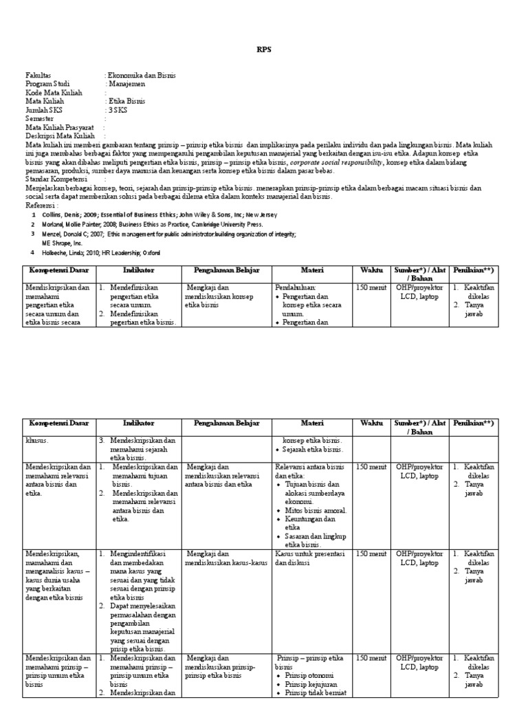 Silabus Etika Bisnis | PDF | Karier & Perkembangan