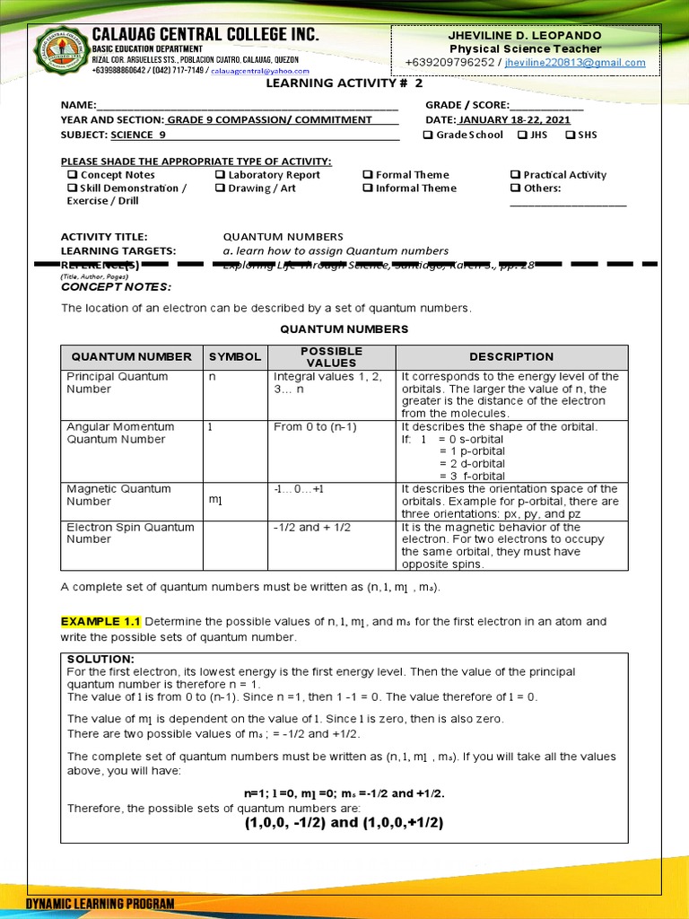Grade 9 SCIENCE (JAN. 18-22) | PDF | Atomic Orbital | Energy Level