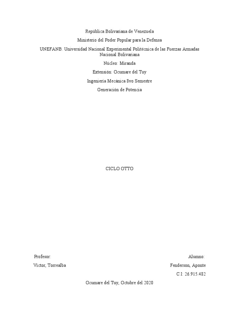 Ciclo Otto | PDF | Motor de combustión interna | Tecnología energética