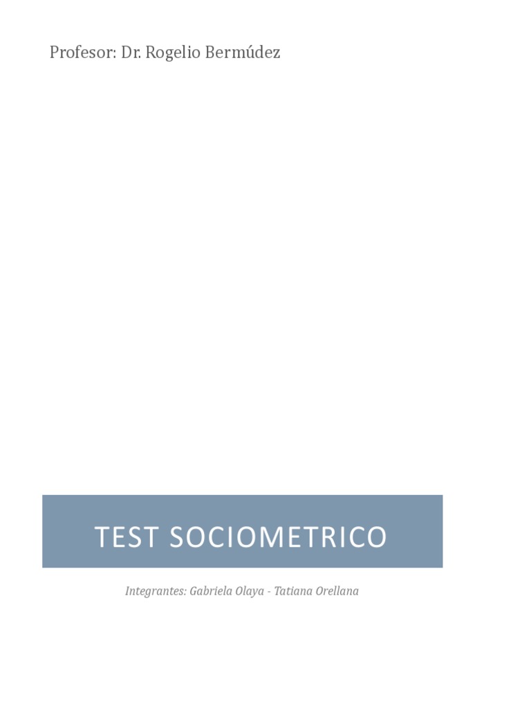 Test Sociometrico Tabla de Contenido Con | PDF | Métodos de búsqueda ...