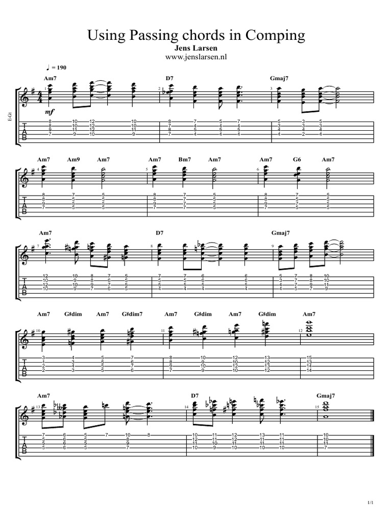 Passing Chords for Guitar Comping | PDF | Elements Of Music | Music Theory