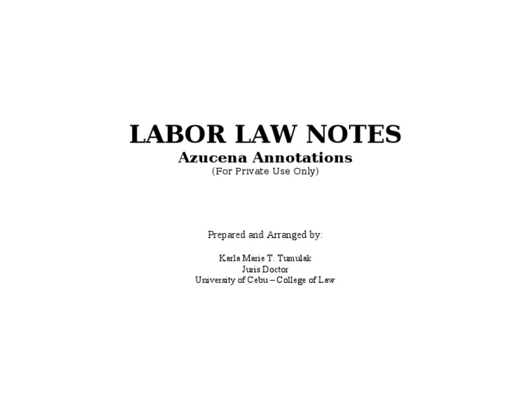 Azucena Labor Law Notes | PDF