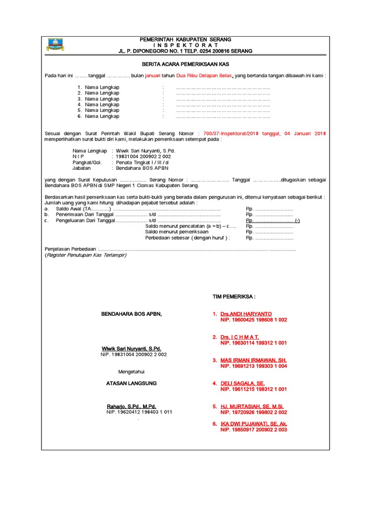 Blqnko BAP Kas & Stock Opname '20 | PDF