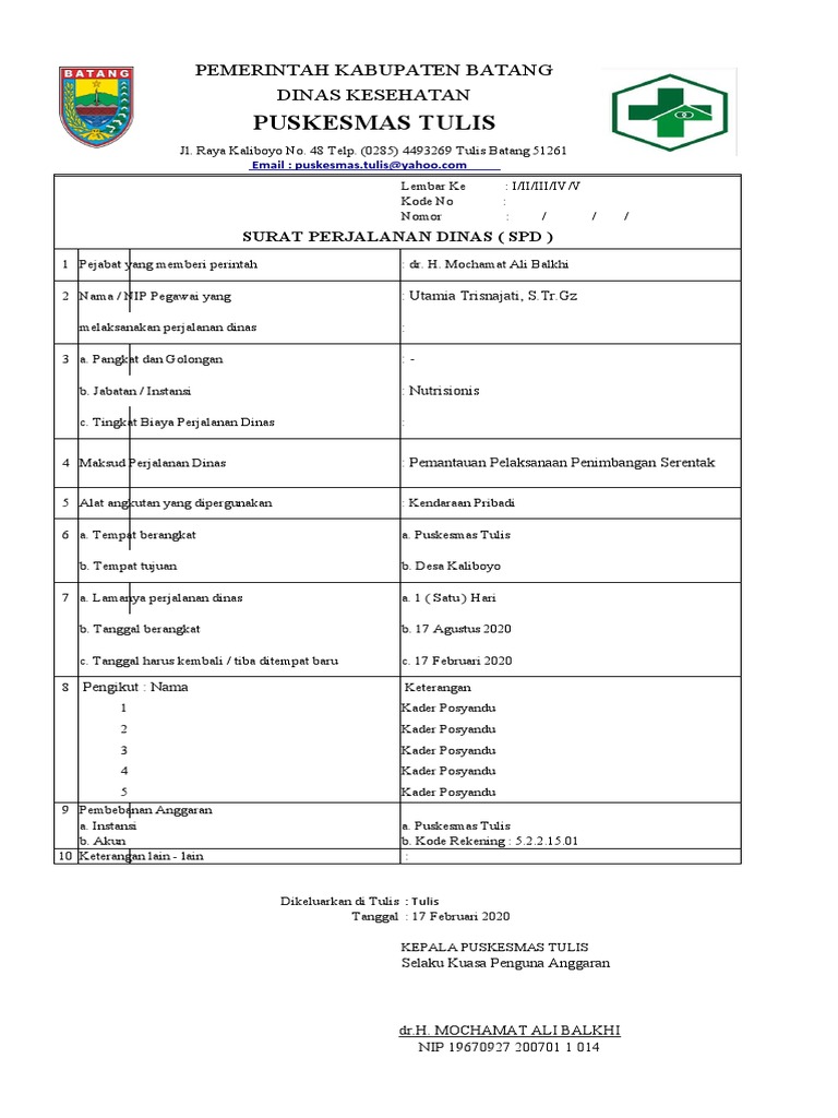 SPPD Penimbangan Serentak Agt 2020 | PDF