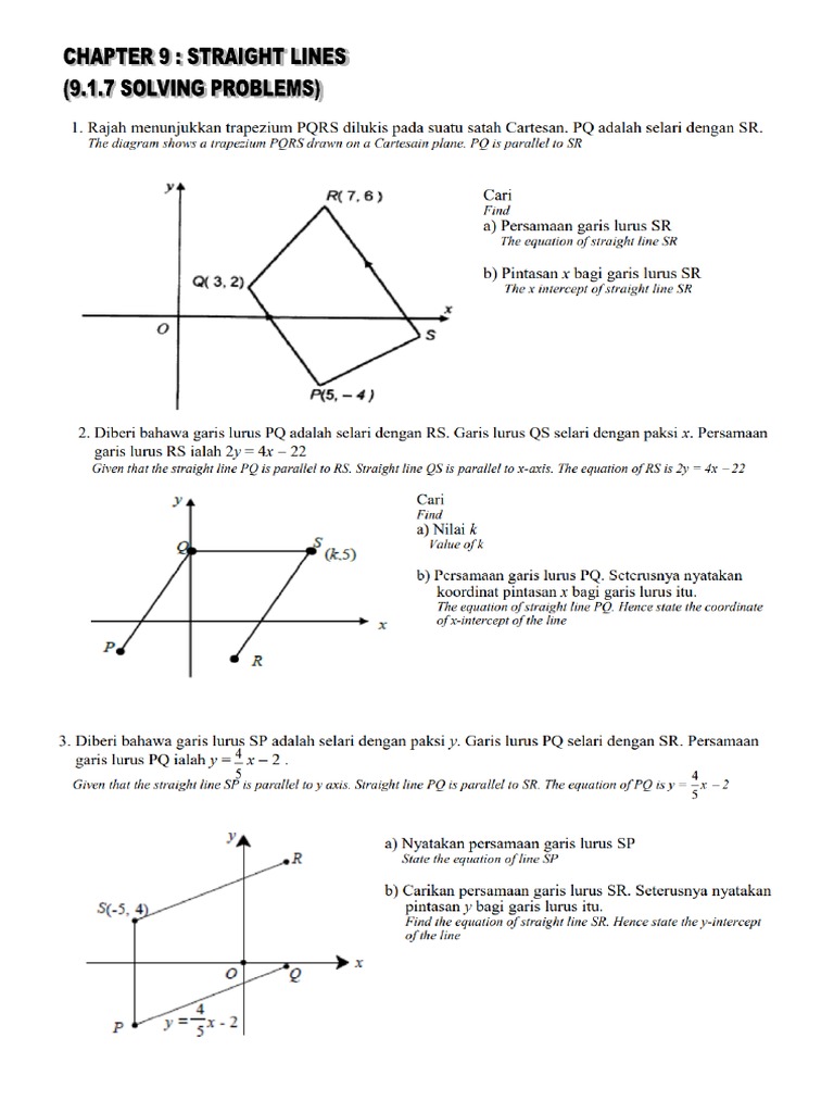 Chapter 9 Straight Lines Math F3 Problem Solving | PDF