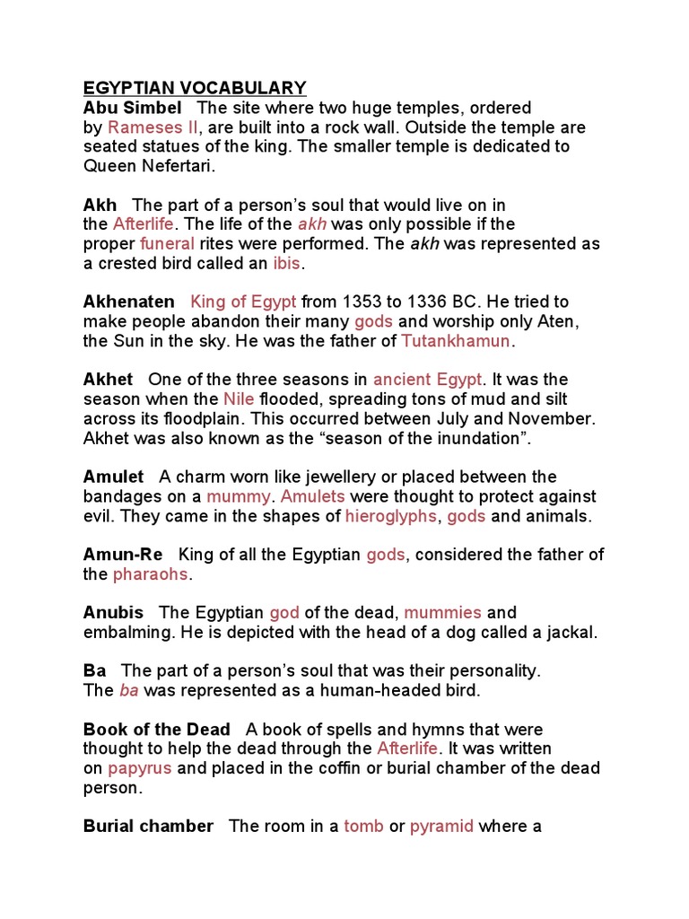 Egyptian Vocabulary | PDF | Ancient Egyptian Religion | Ancient Egypt